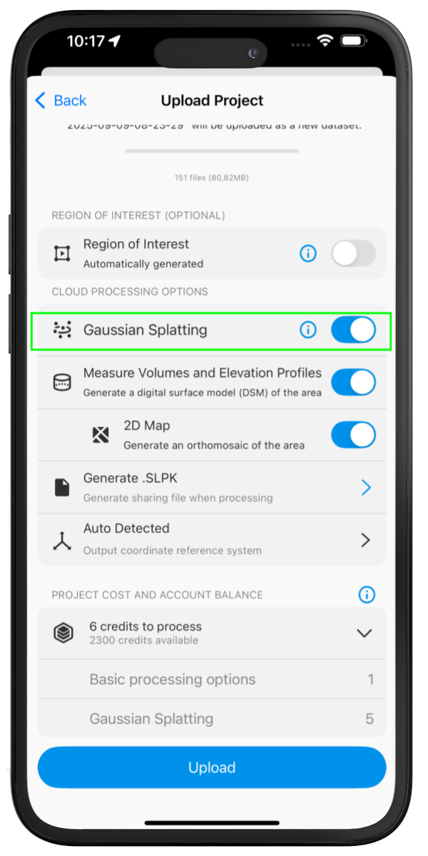 Using PIX4Dcatch to generate a Gaussian Splat model